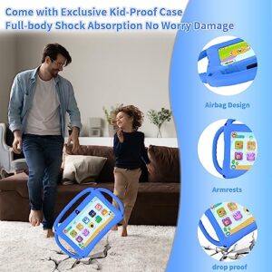 Android 11 Tablet for Kids 7inch Toddler Tablets 3GB+32GB Google Play Kids Tablet iWawa APP Pre-Loaded Learning Educational Tablet with Kids-Proof Case Netflix YouTube (Deep Blue)