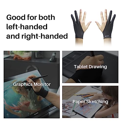 HUION Palm Rejection Artist Glove Two-Finger Glove for Graphic Drawing Tablet iPad Monitor Painting, Paper Sketching, Good for Left and Right Hand