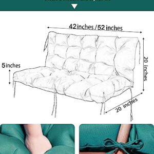 LCKFFYD Outdoor Swing Cushions，Bench Cushion Waterproof Swing Cushions 2/3 Seater Outdoor Porch Swing Cushions with Backrest, for Outdoor Swing Pad for Garden Patio Dark(52x40x5in,Green)