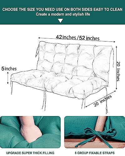 LCKFFYD Outdoor Swing Cushions，Bench Cushion Waterproof Swing Cushions 2/3 Seater Outdoor Porch Swing Cushions with Backrest, for Outdoor Swing Pad for Garden Patio Dark(52x40x5in,Green)