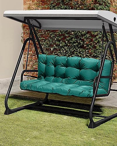 LCKFFYD Outdoor Swing Cushions，Bench Cushion Waterproof Swing Cushions 2/3 Seater Outdoor Porch Swing Cushions with Backrest, for Outdoor Swing Pad for Garden Patio Dark(52x40x5in,Green)