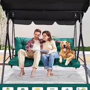 LCKFFYD Outdoor Swing Cushions，Bench Cushion Waterproof Swing Cushions 2/3 Seater Outdoor Porch Swing Cushions with Backrest, for Outdoor Swing Pad for Garden Patio Dark(52x40x5in,Green)