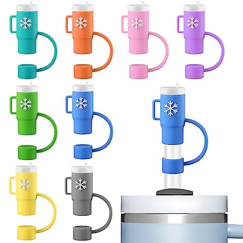 10mm Straw Covers Cap Topper for Stanley Cups, 8PCS Reusable Silicone Straw Covers Topper for Stanley 30 Oz 40 Oz Tumbler with Handle, Mini Cup Straw Cover Dispenser Tips for Stanley Cups Accessories