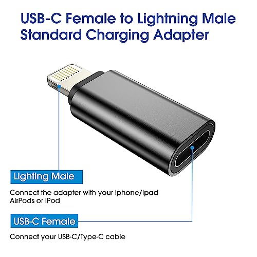 TechMatte USB C to Lightning Adapter, [2 Pack] 1.9A 10W Standard Charging Support Data Transmission, Compatible with iPhone 14/13/12/11 Pro Max Mini/X/XR/XS/SE/iPad/iPod/AirPods, with Anti-Lost Holder