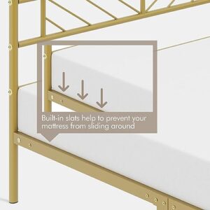 Yaheetech Full Size Platform Bed Frame with Arrow Design Headboard,13 Inches Metal Mattress Foundation for Storage,No Box Spring Needed,Easy Assembly,Modern,Antique Gold