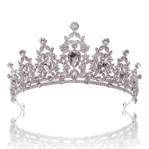 ruokfziyan birthday tiara and crown for women crystal queen crowns rhinestone princess tiaras for girl bride wedding hair accessories for bridal party prom halloween cos.play dress christmas (silver)