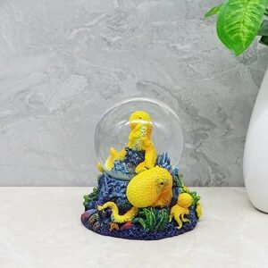 3.75 inch Mother and Child Octopus Snow Globe, Octopus Statue ，Sparkling Water Globe Doll, Collectible Novelty Decorations, Suitable for Home Decoration, for Birthday, Decorations and Gifts