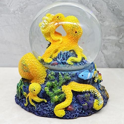 3.75 inch Mother and Child Octopus Snow Globe, Octopus Statue ，Sparkling Water Globe Doll, Collectible Novelty Decorations, Suitable for Home Decoration, for Birthday, Decorations and Gifts