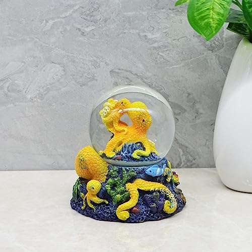 3.75 inch Mother and Child Octopus Snow Globe, Octopus Statue ，Sparkling Water Globe Doll, Collectible Novelty Decorations, Suitable for Home Decoration, for Birthday, Decorations and Gifts