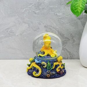 3.75 inch Mother and Child Octopus Snow Globe, Octopus Statue ，Sparkling Water Globe Doll, Collectible Novelty Decorations, Suitable for Home Decoration, for Birthday, Decorations and Gifts