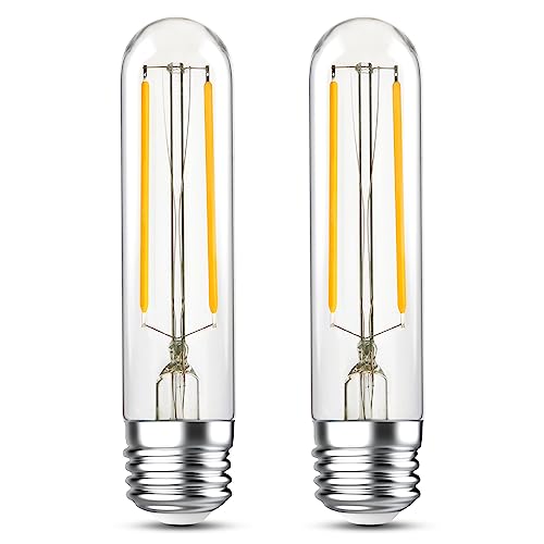 Grensk Dimmable E26 LED Tubular Light Bulbs 40Watt,T10 T30 4W 400Lumens Flicker-Free Vintage Edsion Bulbs,2700K Warm White Filament Light Bulbs for Chandelier Light or Industrial Wall Sconces,2 Pack