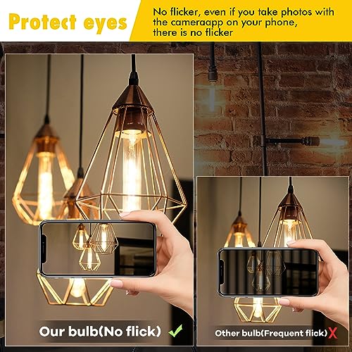 Grensk Dimmable E26 LED Tubular Light Bulbs 40Watt,T10 T30 4W 400Lumens Flicker-Free Vintage Edsion Bulbs,2700K Warm White Filament Light Bulbs for Chandelier Light or Industrial Wall Sconces,2 Pack