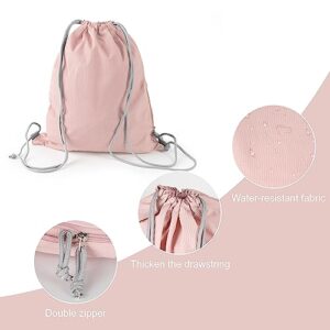 Lily queen Drawstring Backpack Sports Gym Bag Swim Bag With Zipper Pocket (Pink)