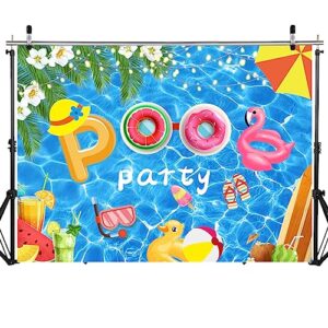 SJOLOON Summer Swimming Pool Backdrop Tropical Beach Ball Blue Sea Water for Party Decoration Studio Props 12576 (7x5FT)