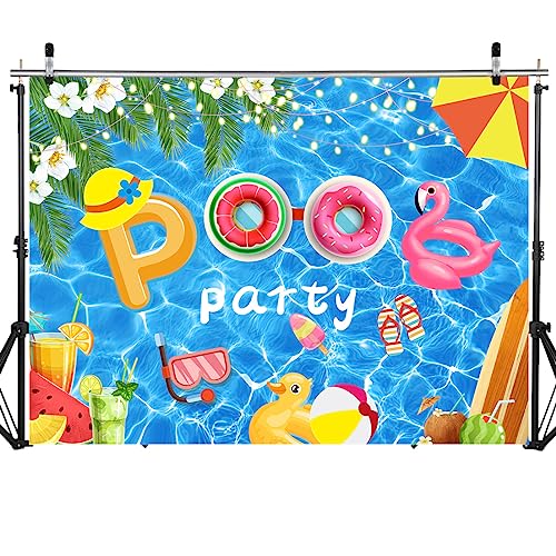 SJOLOON Summer Swimming Pool Backdrop Tropical Beach Ball Blue Sea Water for Party Decoration Studio Props 12576 (7x5FT)