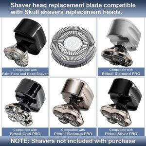 Shaver Replacement Blades, Electric Razor Replacement Head, Compatible with Skull Shaver Pitbull Gold/Silver PRO Shaver And other Electric shaver, Super Close Shaving Replacement Heads, 12-Pack.