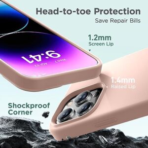 Cordking for iPhone 14 Pro Case, Silicone Ultra Slim Shockproof Protective Phone Case with [Soft Anti-Scratch Microfiber Lining], 6.1 inch, Pinksand