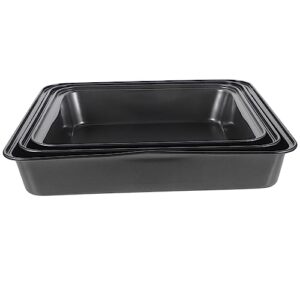 imikeya 3pcs toaster oven pan square baking dish bread container loaf pan sheet cake pan roaster pan steel pizza pan metal design baking tray pizza baking tray pizza plate square plate set