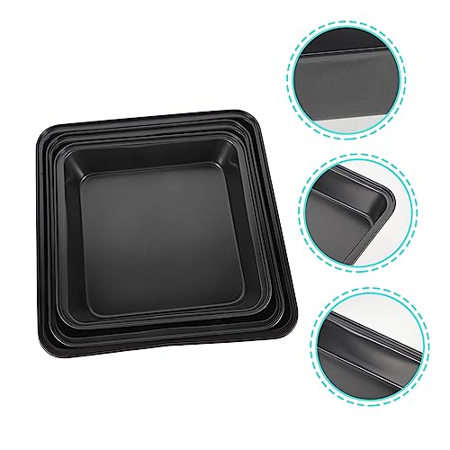 IMIKEYA 3pcs Toaster Oven Pan Square Baking Dish Bread Container Loaf Pan Sheet Cake Pan Roaster Pan Steel Pizza Pan Metal Design Baking Tray Pizza Baking Tray Pizza Plate Square Plate Set