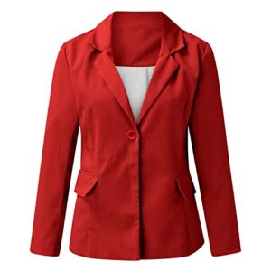 Womens Graphic Print Blazer Trendy Cardigan Collar Single Button Blazers Business Casual 2023 Open Front Slim Fit Summer Fall Ladies Blazers Clothing Outfits Blazer De Mujer Red L