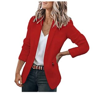 womens graphic print blazer trendy cardigan collar single button blazers business casual 2023 open front slim fit summer fall ladies blazers clothing outfits blazer de mujer red l