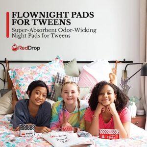 RedDrop Tween FlowNight Pads - Thin and Secure Pads for Peaceful Nights - Designed for Girls Experiencing Their First Period