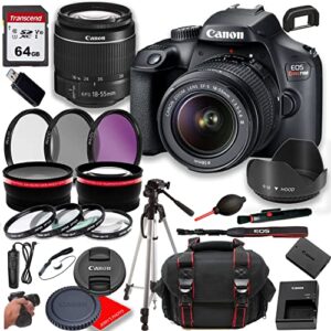 canon rebel t100 (eos 4000d) dslr camera w ef-s 18-55mm f/3.5-5.6 zoom lens+ case + 64gb memory(28pc bundle) (renewed)