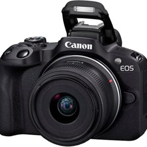 Canon EOS R50 4K Video Mirrorless Camera with RF-S 18-45mm f/4.5-6.3 is STM Lens and 20 Essential Accessories for Content Creators (Renewed), Black