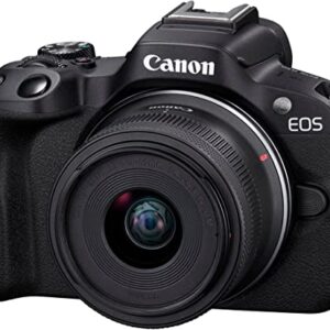 Canon EOS R50 4K Video Mirrorless Camera with RF-S 18-45mm f/4.5-6.3 is STM Lens and 20 Essential Accessories for Content Creators (Renewed), Black