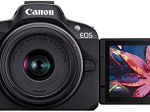 Canon EOS R50 4K Video Mirrorless Camera with RF-S 18-45mm f/4.5-6.3 is STM Lens and 20 Essential Accessories for Content Creators (Renewed), Black