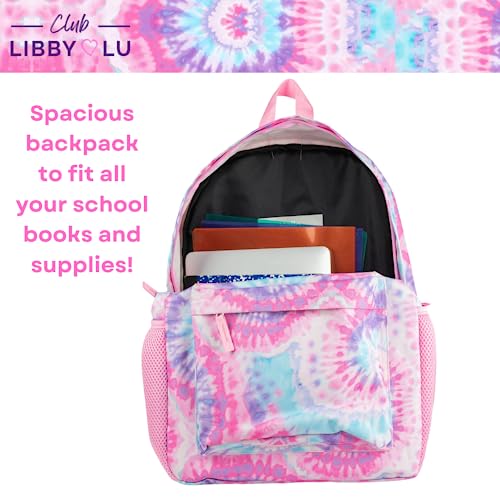 CLUB LIBBY LU Pastel Tie Dye Backpack for School Girls, 16 inch, Pink