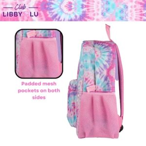 CLUB LIBBY LU Pastel Tie Dye Backpack for School Girls, 16 inch, Pink