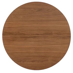 Modway Amuse 40" Round Mid-Century Modern Pedestal Dining Table in Black Walnut