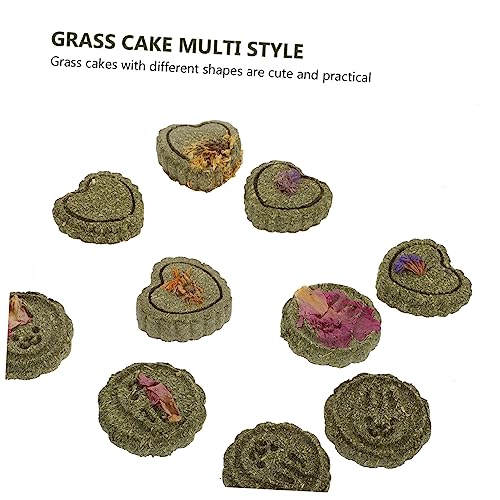 POPETPOP 15pcs Rabbit Grass Cake Toys for Birds Toys for Hamsters Decorated Cookies Chinchilla Chew Toy Rabbit Teeth Cleaning Toy Guinea Pigs Chew Toy Rabbit Chew Toys Pet Biscuits Alfalfa