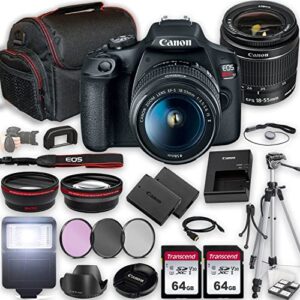 canon eos rebel t7 dslr camera w/ef-s 18-55mm f/3.5-5.6 is ii lens + 2x 64gb memory + case + filters + tripod + more (35pc bundle)