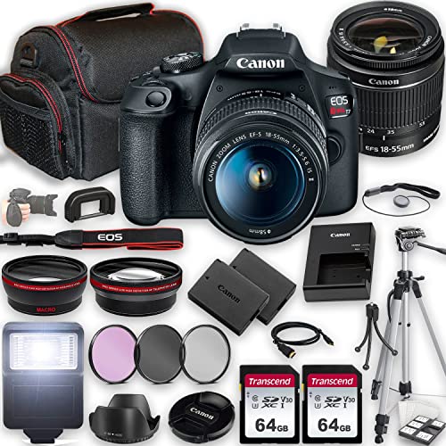 Canon EOS Rebel T7 DSLR Camera w/EF-S 18-55mm f/3.5-5.6 is II Lens + 2X 64GB Memory + Case + Filters + Tripod + More (35pc Bundle)