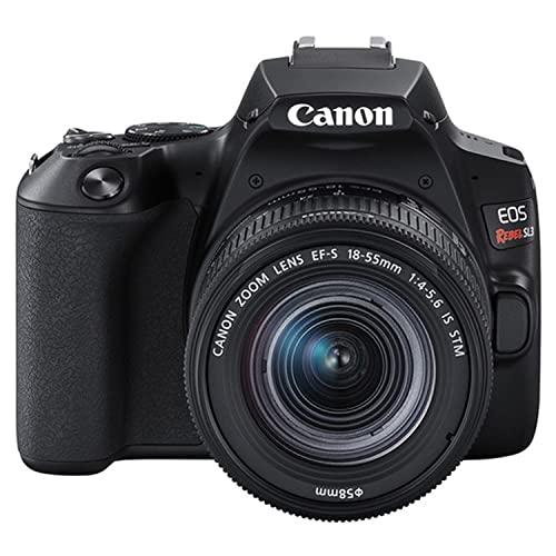 Canon EOS Rebel SL3 DSLR Camera w/EF-S 18-55mm F/4-5.6 Zoom is STM Lens + 2X 64GB Memory + Case + Filters + Tripod + More (35pc Bundle)