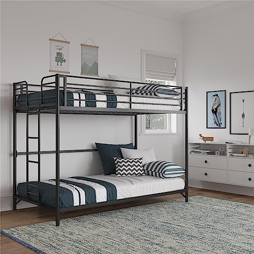 DHP Daven Easy Assembly Kids Bunk Bed, Twin Over Twin, Black