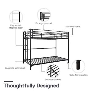 DHP Daven Easy Assembly Kids Bunk Bed, Twin Over Twin, Black