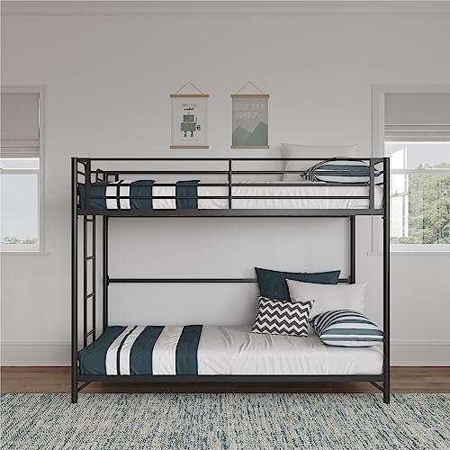 DHP Daven Easy Assembly Kids Bunk Bed, Twin Over Twin, Black