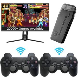 retrostick video game stick - built-in 20000+ games (64gb memory card), nostalgia mini video game console, amazing emulation quality with 4k hdmi output + 2x 2.4g wireless controllers