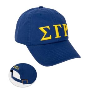 sigma gamma rho baseball hat brimmed embroirderd hats cap adjustable cloth strap adult (style 1) blue