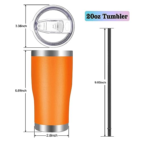 VEGOND 20oz Tumbler Stainless Steel Tumbler Cup with Lid And Straw Vacuum Insulated Double Wall Travel Coffee Mug(orange package 1)