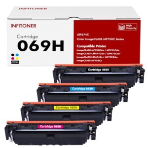 069h 069 mf753cdw 4 pack color toner cartridge set replacement for canon 069h 069 toner cartridge for canon color imageclass mf753cdw mf751cdw lbp674cdw printer black cyan yellow magenta