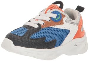 carter's kids adusa light-up sneaker, blue/orange, 7 us unisex toddler