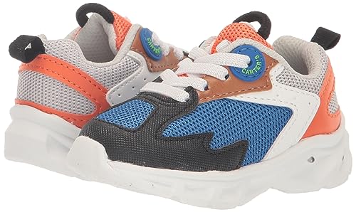 Carter's Kids Adusa Light-Up Sneaker, Blue/Orange, 7 US Unisex Toddler