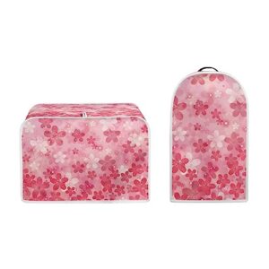 suobstales cherry blossom print toaster cover & blender cover with top handle, washable bread oven dustproof covers kitchen appliance covers stand mixer case coffee maker juice cover, s