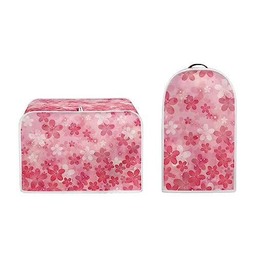 Suobstales Cherry Blossom Print Toaster Cover & Blender Cover with Top Handle, Washable Bread Oven Dustproof Covers Kitchen Appliance Covers Stand Mixer Case Coffee Maker Juice Cover, S