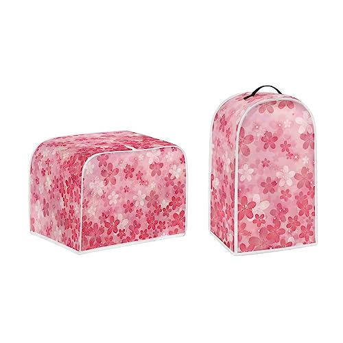 Suobstales Cherry Blossom Print Toaster Cover & Blender Cover with Top Handle, Washable Bread Oven Dustproof Covers Kitchen Appliance Covers Stand Mixer Case Coffee Maker Juice Cover, S