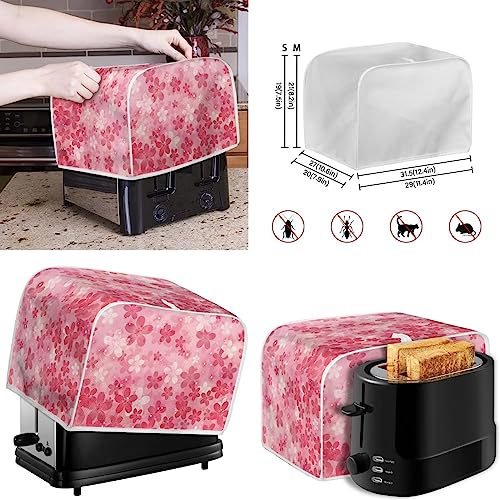 Suobstales Cherry Blossom Print Toaster Cover & Blender Cover with Top Handle, Washable Bread Oven Dustproof Covers Kitchen Appliance Covers Stand Mixer Case Coffee Maker Juice Cover, S